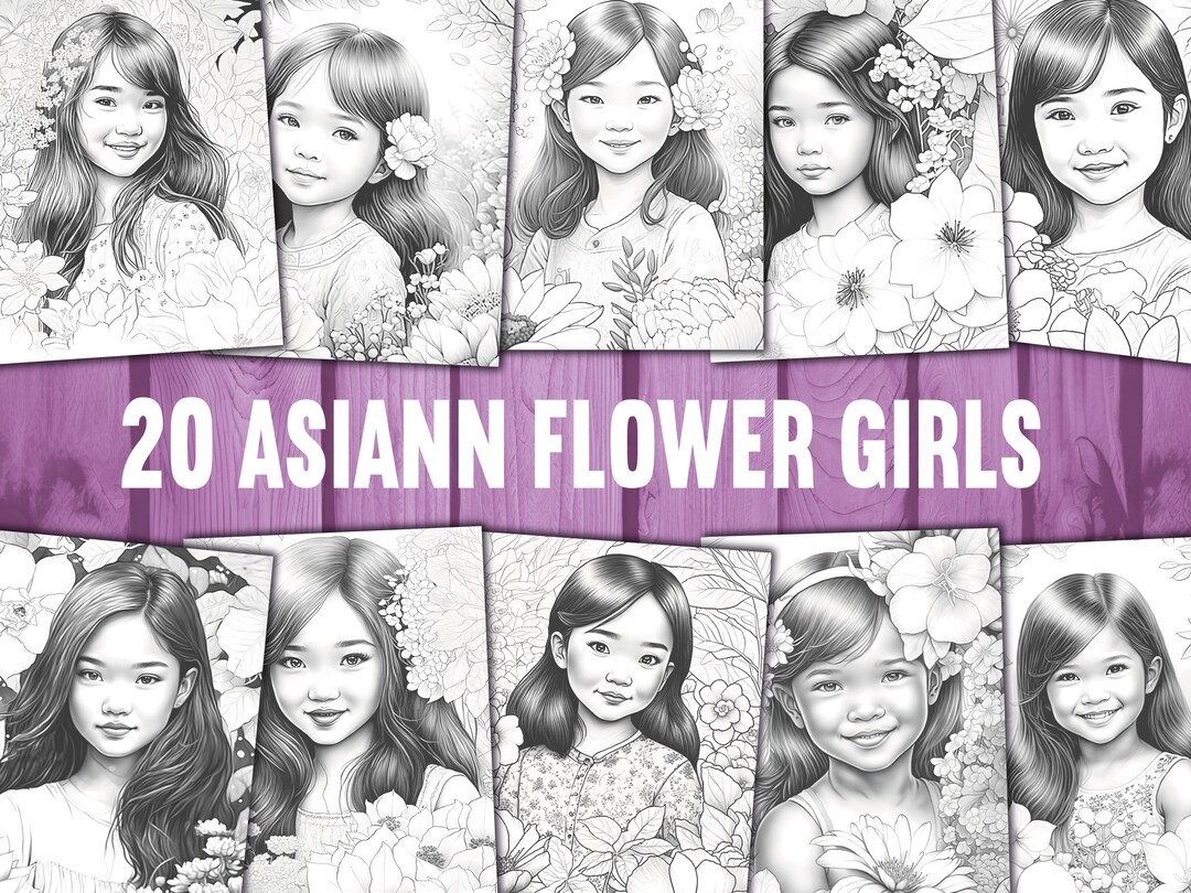 20 Asian Flower Girls Coloring Book - Adults Kids Coloring Pages ...