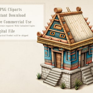 12 Little Aztec Houses PNG Files - Instant Download, Printable PNG ...