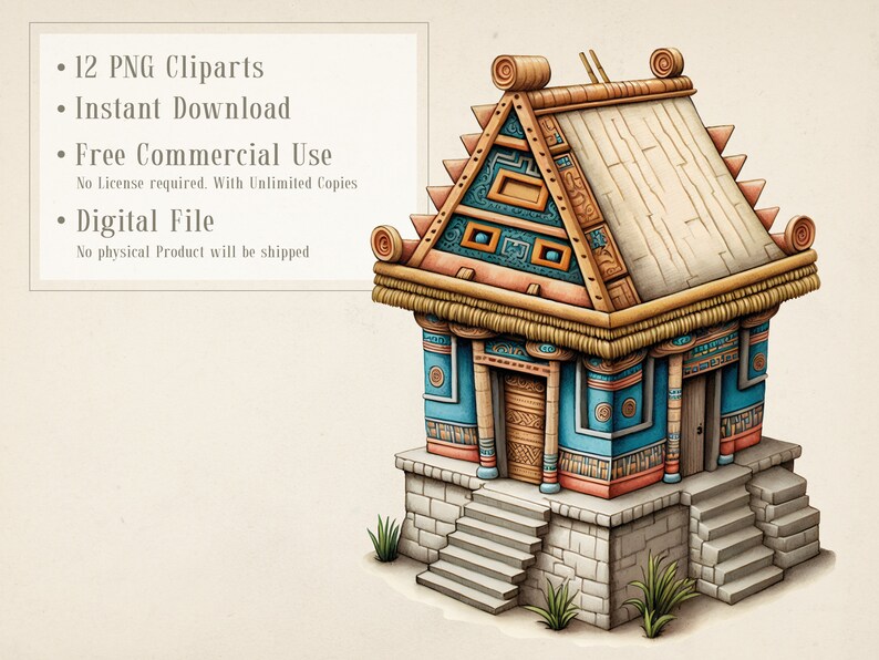 12 Little Aztec Houses PNG Files Instant Download Printable - Etsy