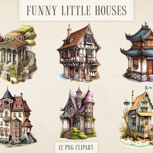 12 Funny Little Houses PNG Files - Instant Download, Printable PNG ...