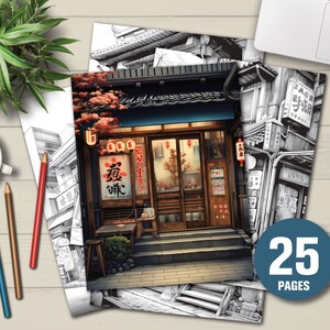 50 Old Japanese Storefronts Coloring Page - Adults Kids Coloring Page ...