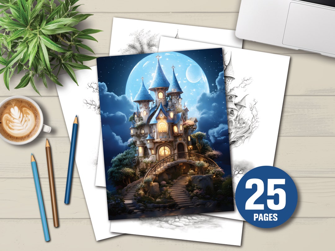 25 Fairy Forts Coloring Book - Adults Kids Coloring Pages, Instant ...