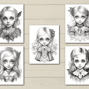 25 Cute Vampire Girls Coloring Book - Adults Kids Coloring Pages ...