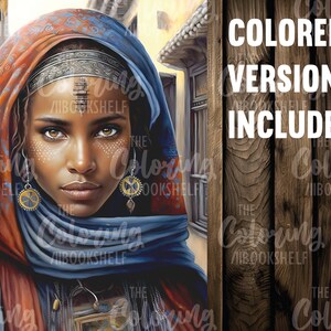 Tuareg Women Coloring Page - Adults Kids Coloring Page, Instant ...