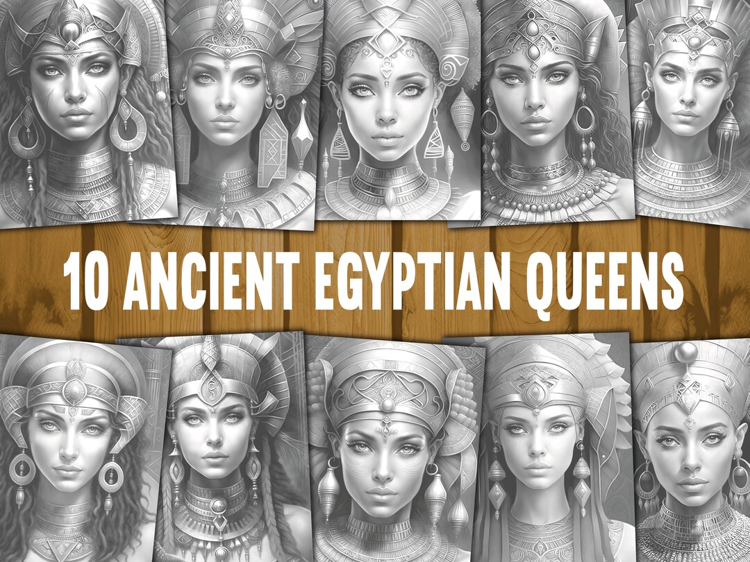 10 Ancient Egyptian Queens Coloring Book - Adults Kids Coloring Pages ...
