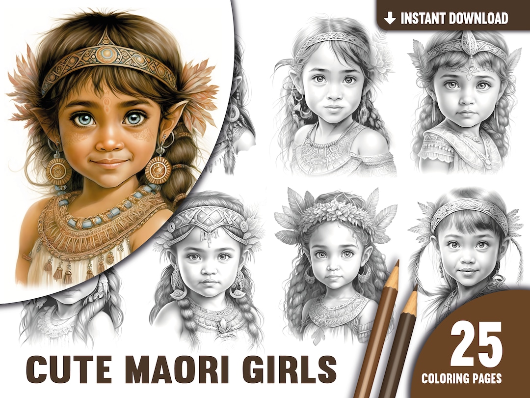 25 Cute Maori Girls Coloring Book Adults Kids Coloring - Etsy UK