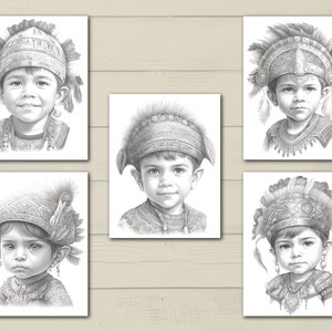 25 Cute Aztec Boys Coloring Book - Adults Kids Coloring Pages, Instant ...