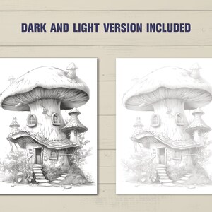 25 Enchanted Mushroom Houses Coloring Book - Adults Kids Coloring Pages ...