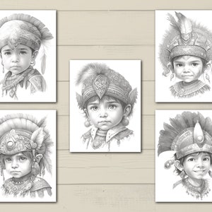 25 Cute Aztec Boys Coloring Book - Adults Kids Coloring Pages, Instant ...