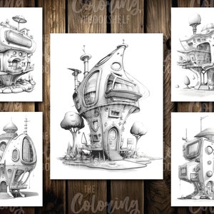 25 Little Futuristic Houses Coloring Book Adults Kids - Etsy