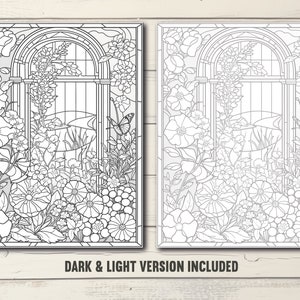 15 Floral Stained Glass Coloring Book Adults Kids Coloring - Etsy