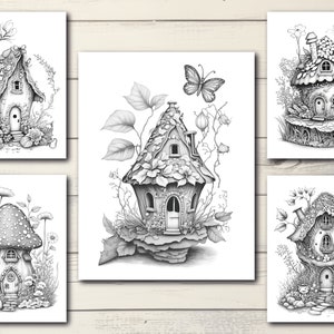 50 Enchanted Fairy Houses Coloring Book Adults Kids Coloring - Etsy