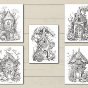 25 Secret Garden Fairy Houses Coloring Book - Adults Kids Coloring ...