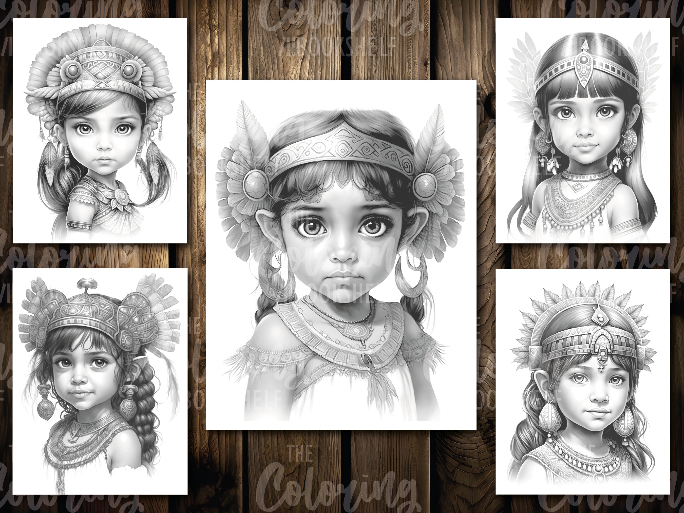 25 Cute Aztec Girls Coloring Book Adults Kids Coloring - Etsy
