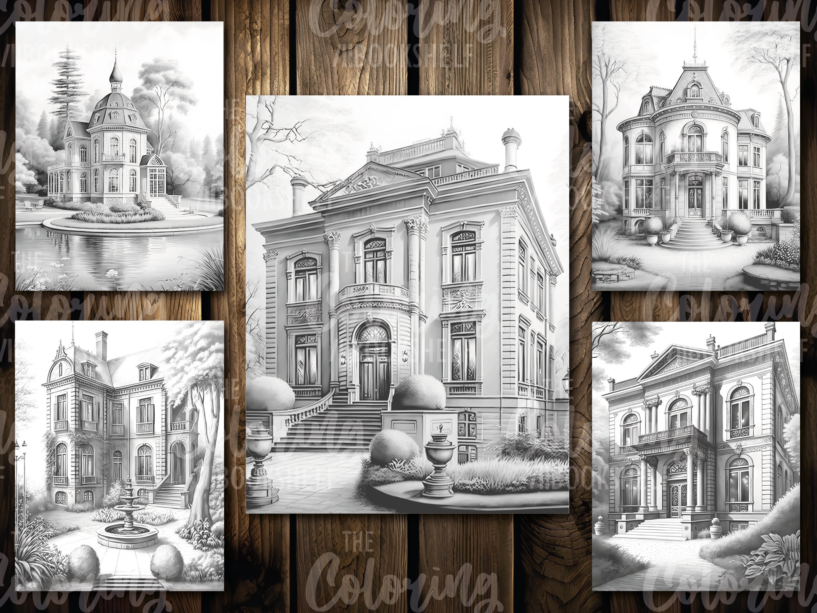 25 German Luxury Villas Coloring Book Adults Kids Coloring - Etsy