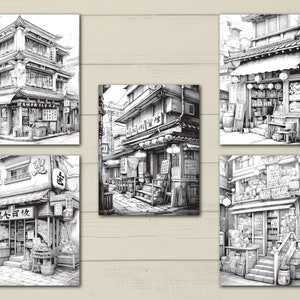 50 Old Japanese Storefronts Coloring Page - Adults Kids Coloring Page ...