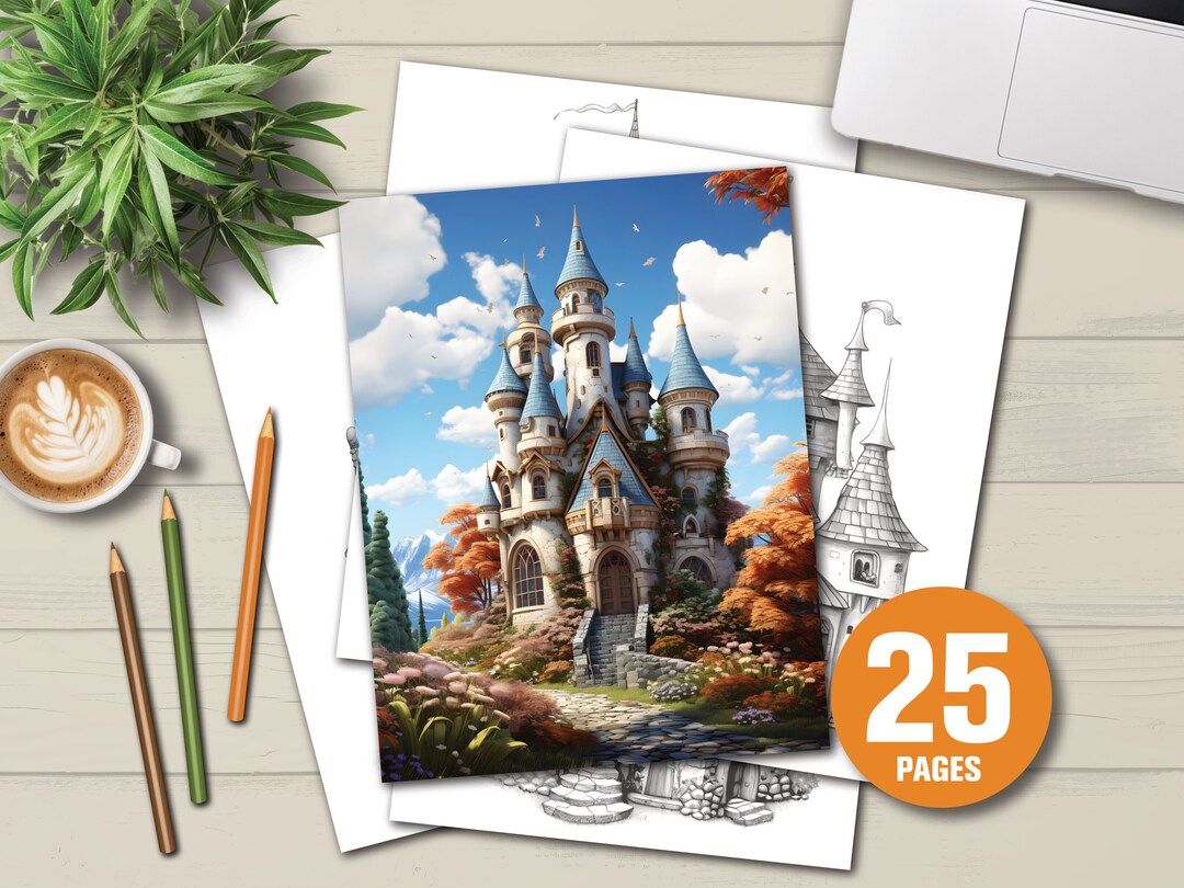 25 Little Ancient Castles Coloring Book - Adults Kids Coloring Pages ...