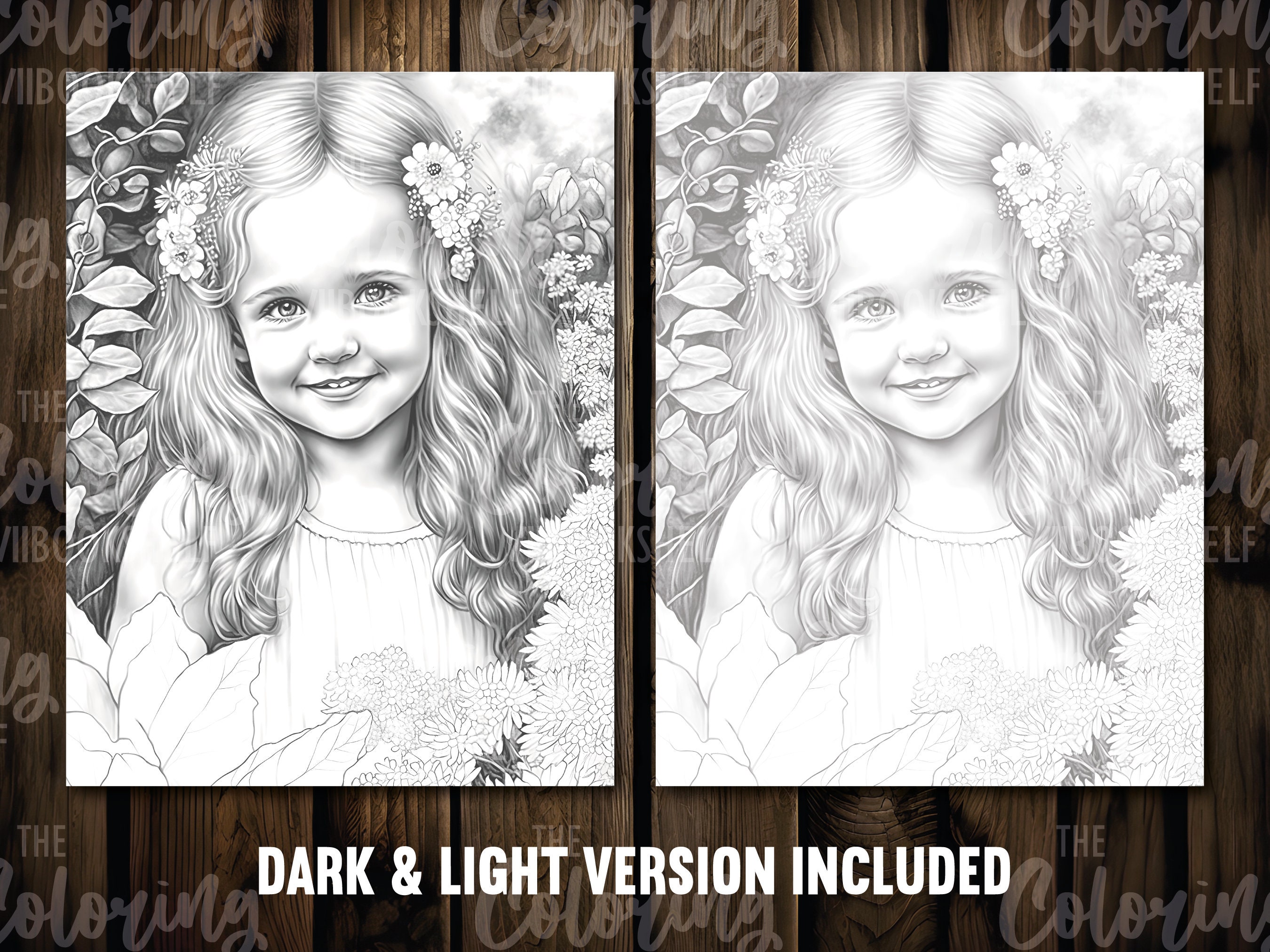 20 Beautiful Flower Girls Coloring Book Adults Kids Coloring - Etsy