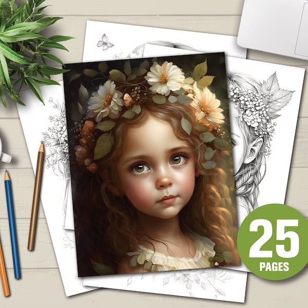 Flower Girls Coloring Book Etsy