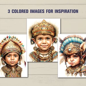 25 Cute Aztec Boys Coloring Book - Adults Kids Coloring Pages, Instant ...