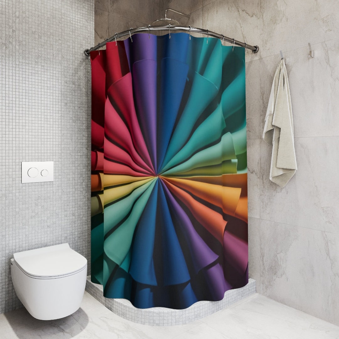 Color Wheel Multi-colored Shower Curtains 100% Polyester Fabric Mildew ...