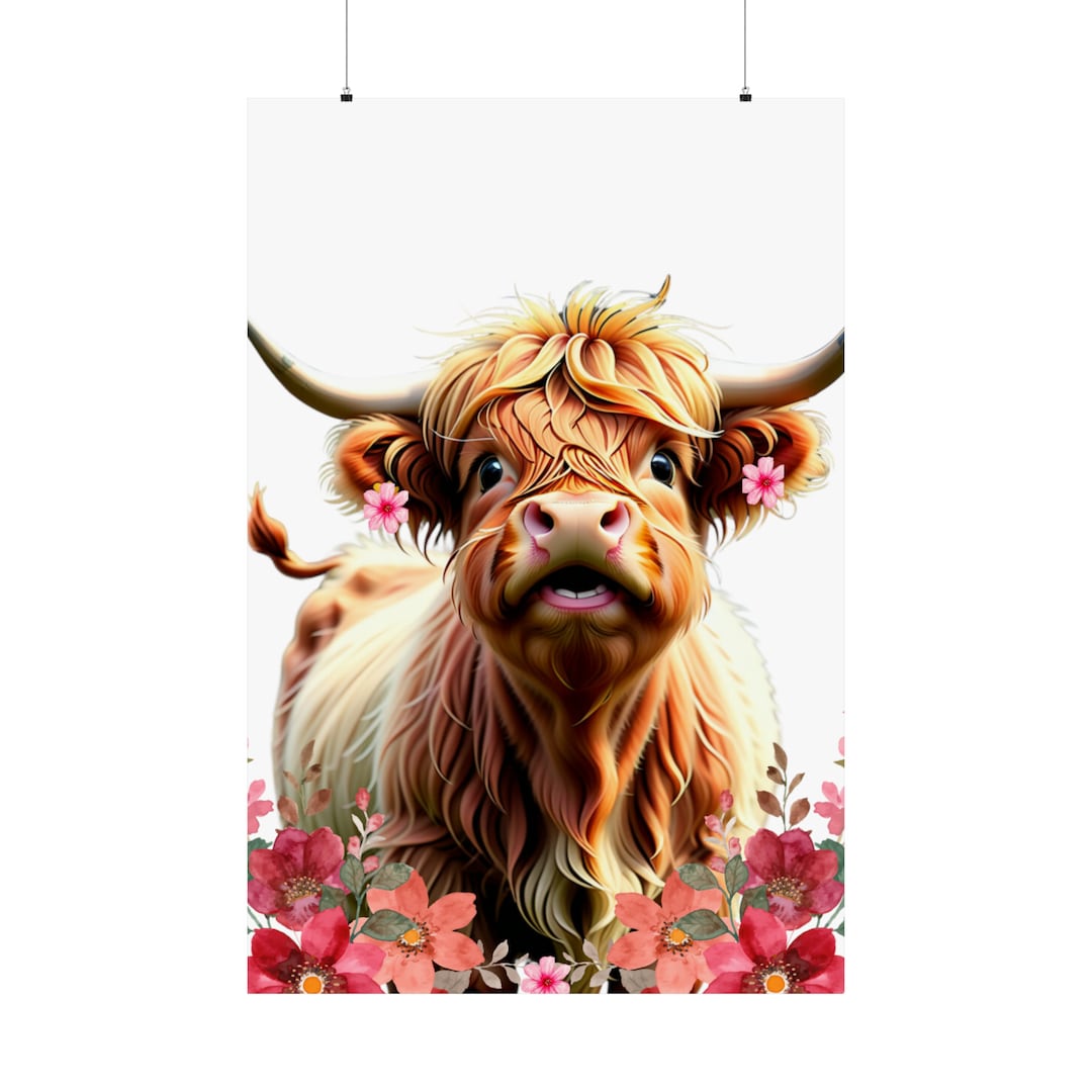 Blossom Texas Longhorn Steer Matte Vertical Posters. Wall Decor ...