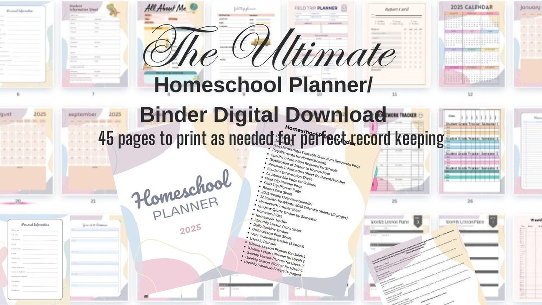 2025 Homeschool Planner: Digital Download, 41 Printable Pages - Etsy