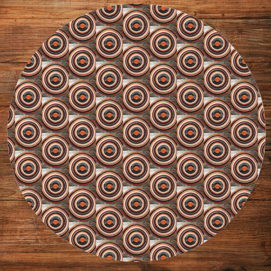 Vibrant Concentric Circles Patterned Round Rug - Etsy