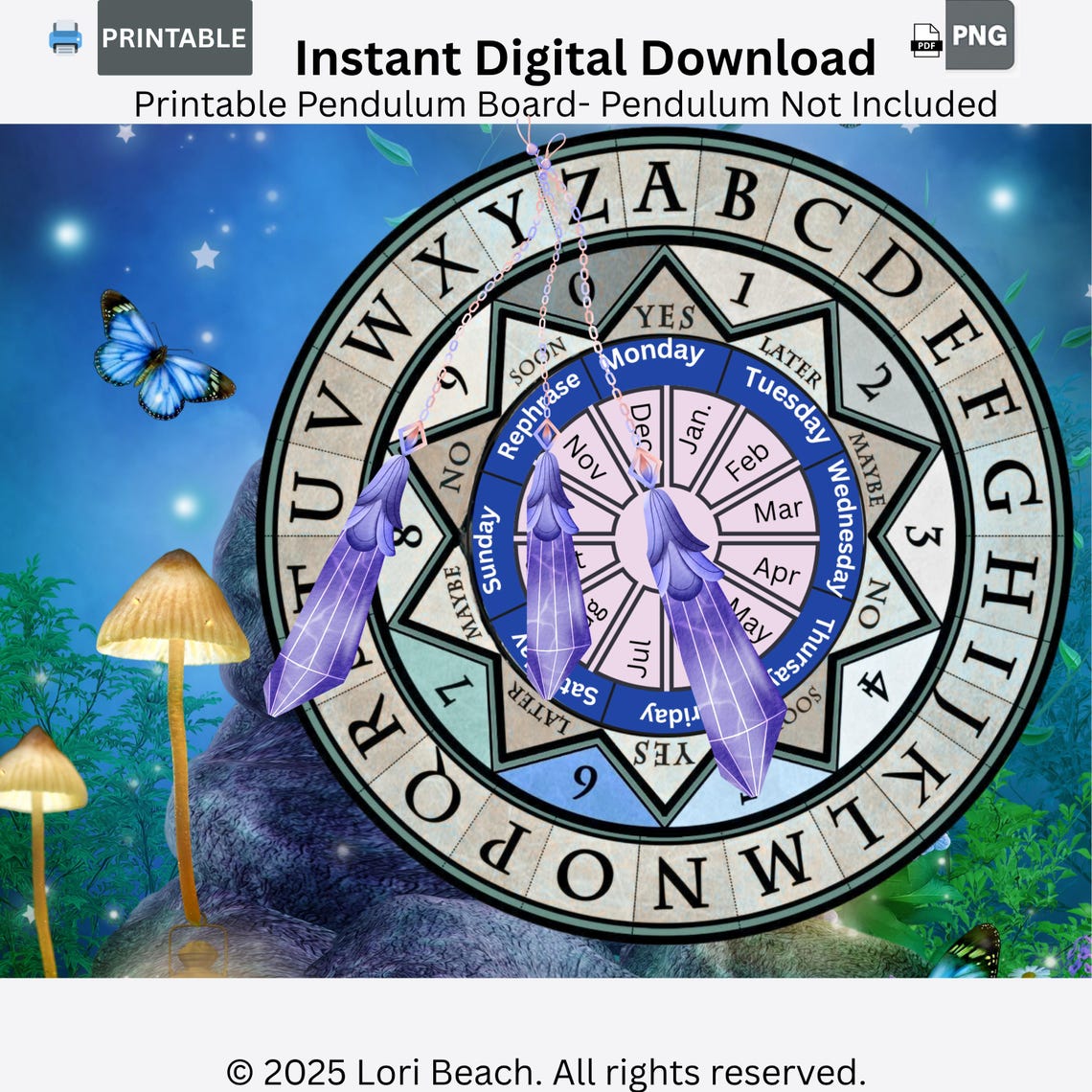 Printable Pendulum Board -instant Digital Download| Divination Tool ...