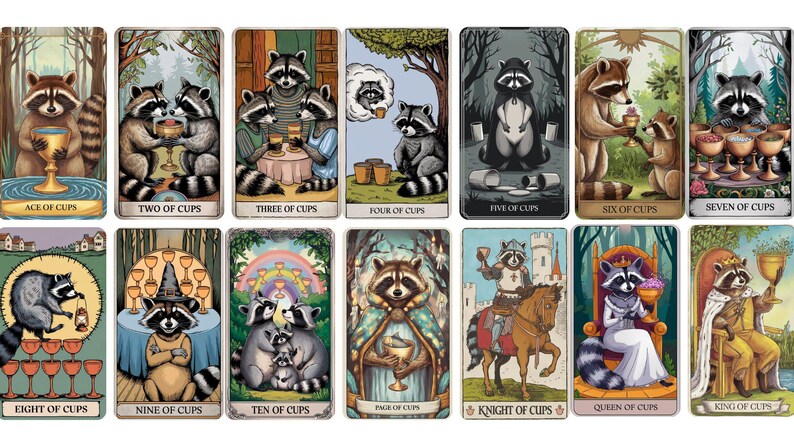 Raccoon Tarot Deck: 78 Cards, Printable Oracle (digital Download) - Etsy