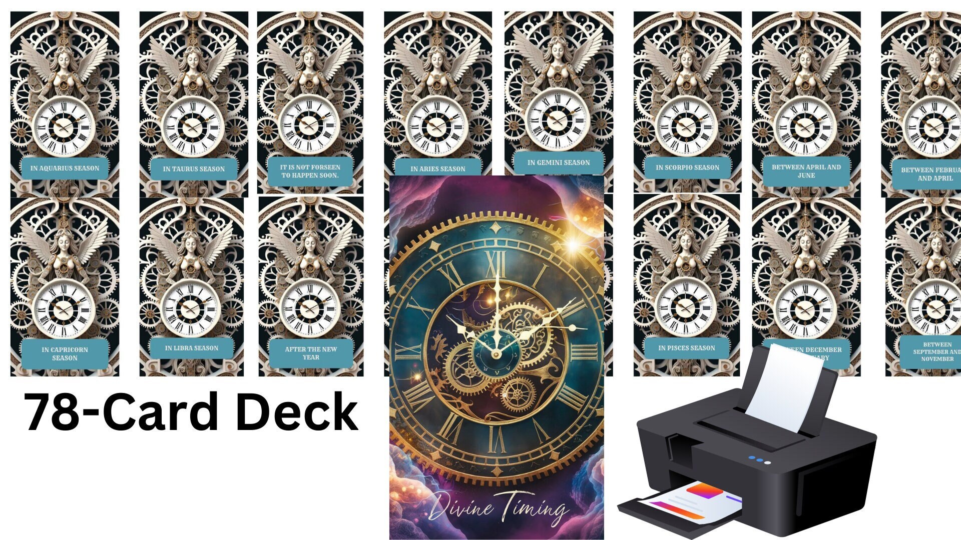 Divination Printable Oracle Timing Deck Print at Home, 78-card Deck ...