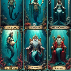 Tarot Digital Download 78-cards Mermaid Merfolk Tarot Deck, Print at ...