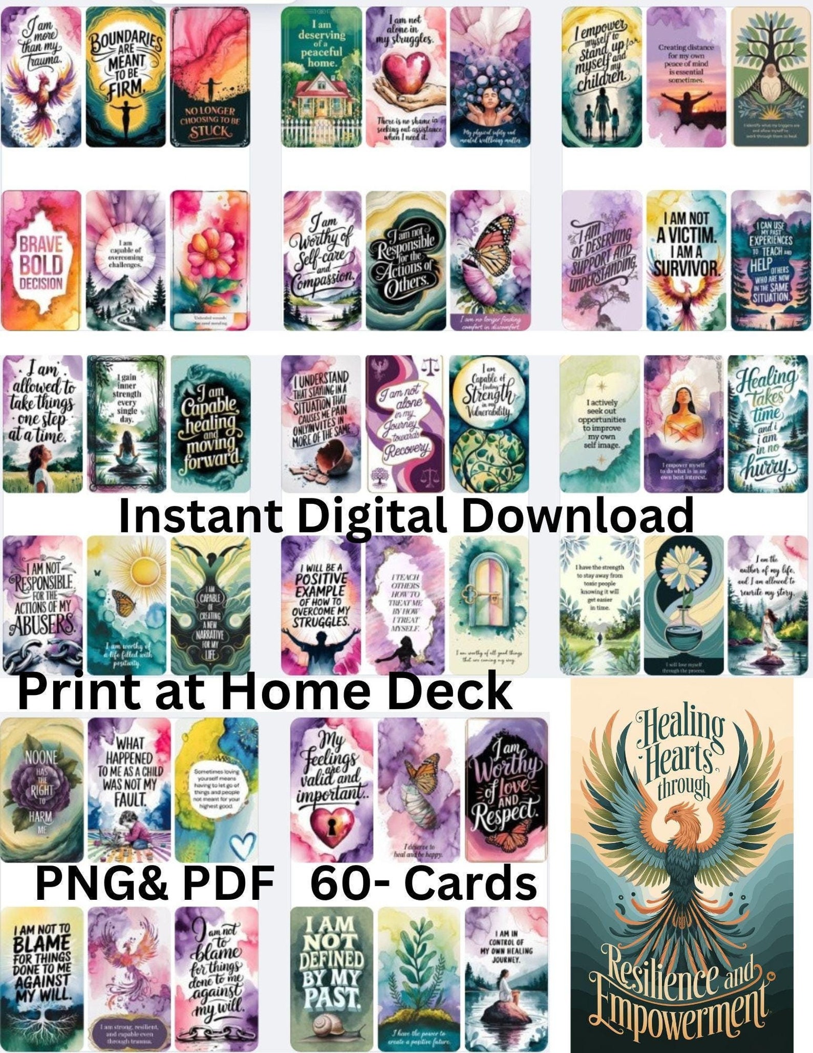 60 Motivational Self Empowering Cards, Printable, Instant Digital ...