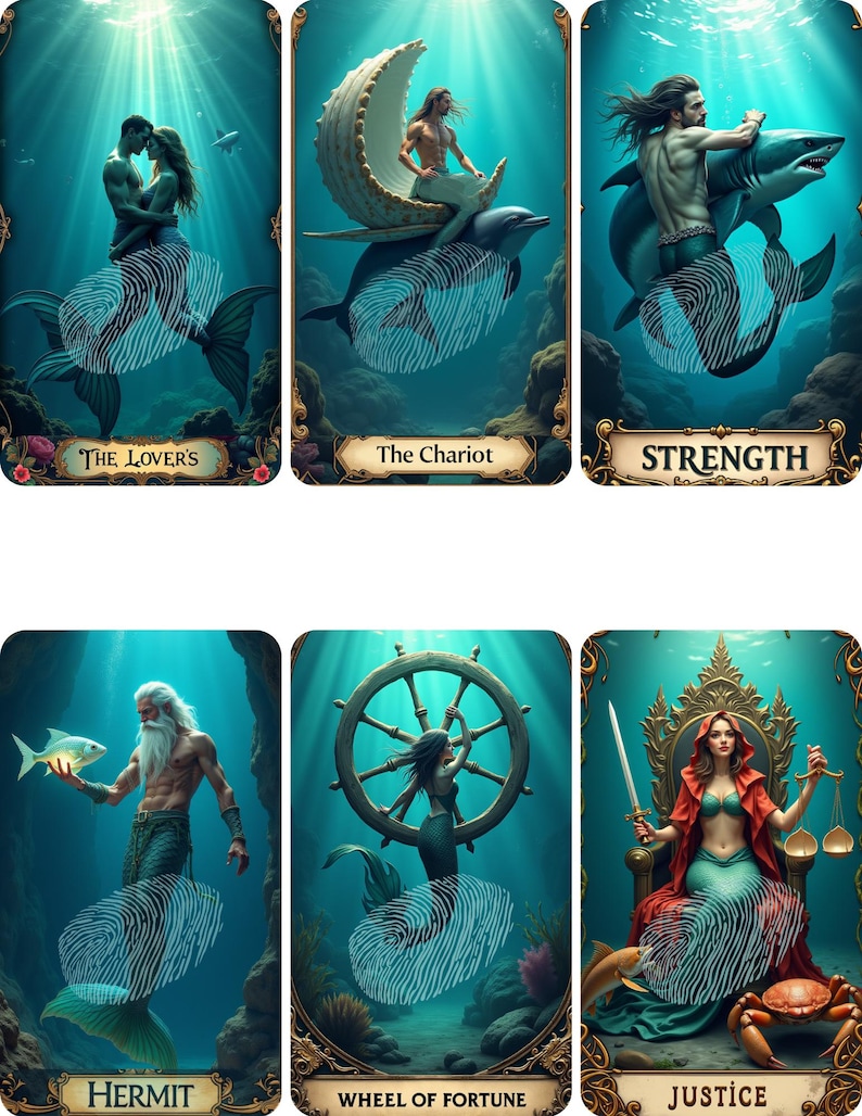 Merfolk Tarot Deck: 78-card Mermaid Theme (digital Download) - Etsy