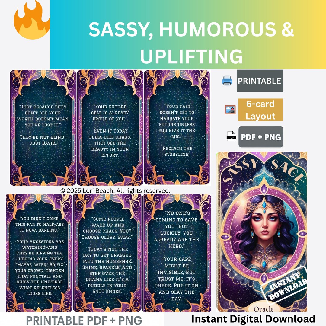 The Sassy Sage Oracle :72 Hilariously Honest Affirmation Cards| Digital ...