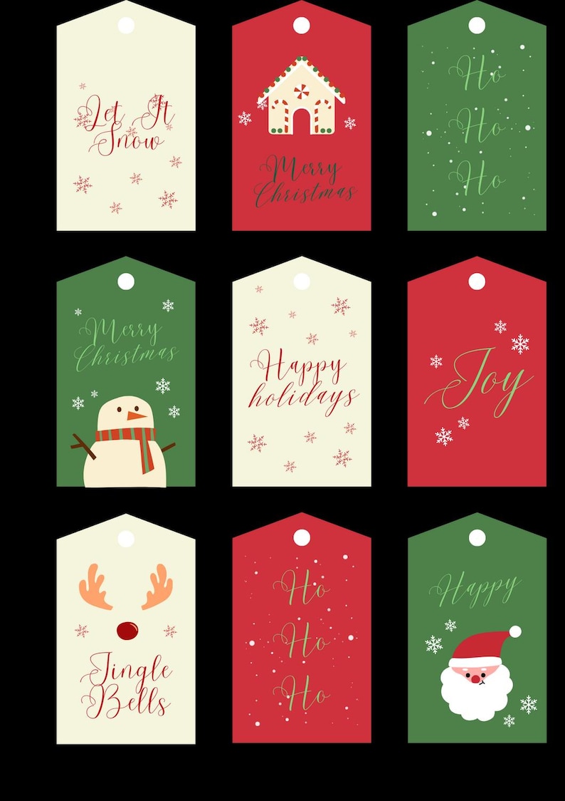 14 Pages of Printable Christmas Gift Tag Pages Digital Download ...