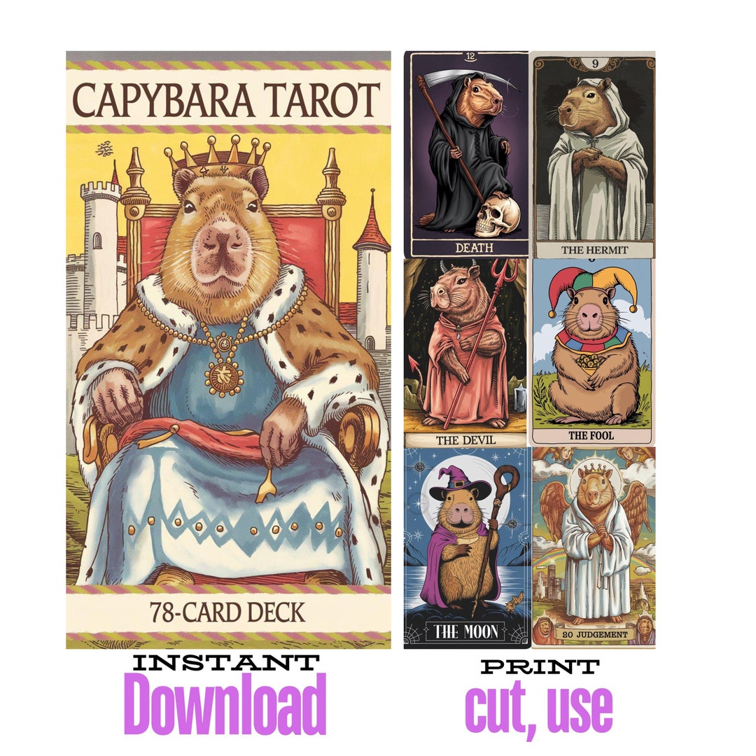 Tarot, Unique Tarot Deck Instant Digital Download Capybara Tarot Deck ...