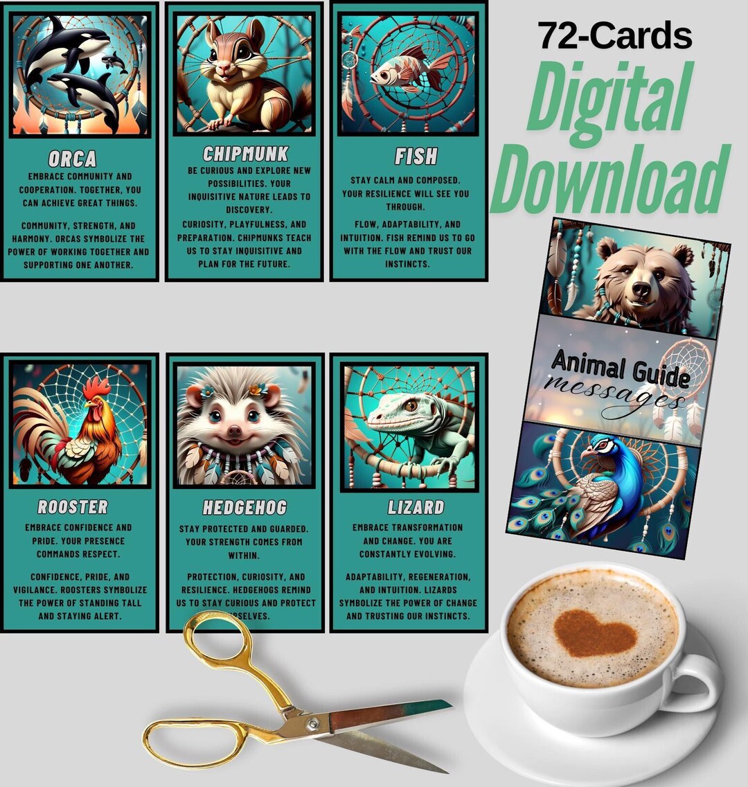 Instant Download. 72-card Spirit Animal Messages Deck. Stunning Imagery ...