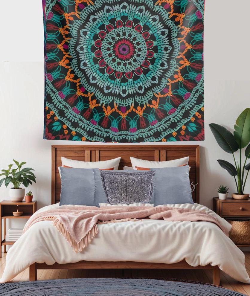 Crochet Appearance Yarn Look Intricate Boho Hippy Zen Indian Decor ...