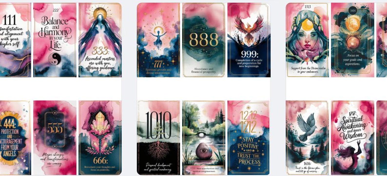 Oracle Deck, Angel Numbers Oracle,tarot Cards Companion. Print at Home ...