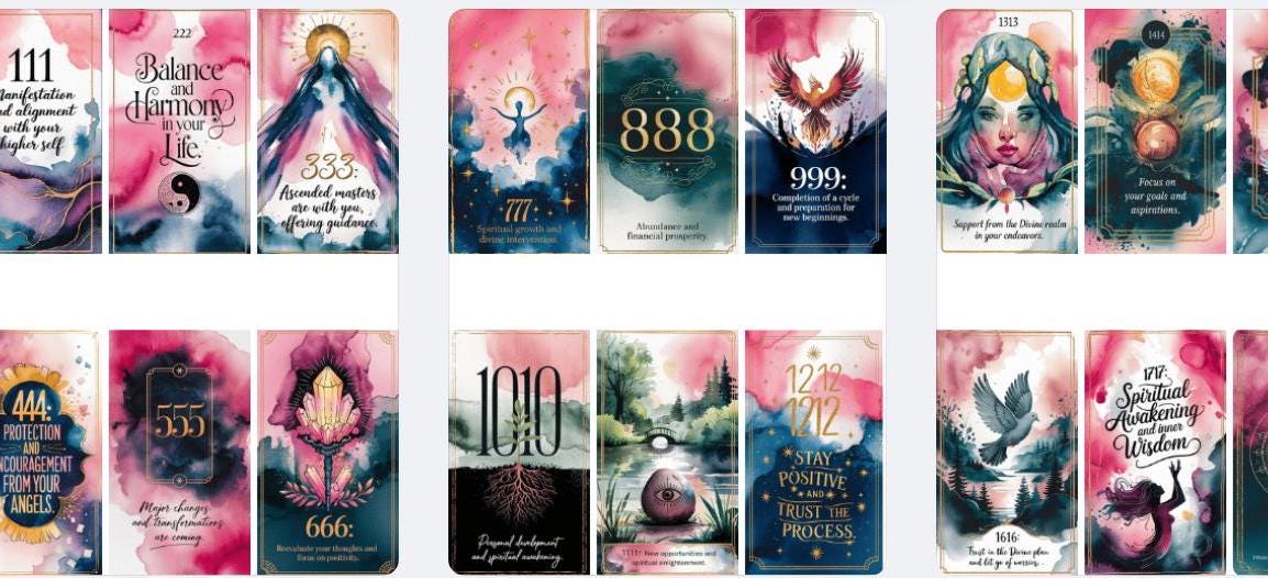 Oracle Deck, Angel Numbers Oracle,tarot Cards Companion. Print at Home ...