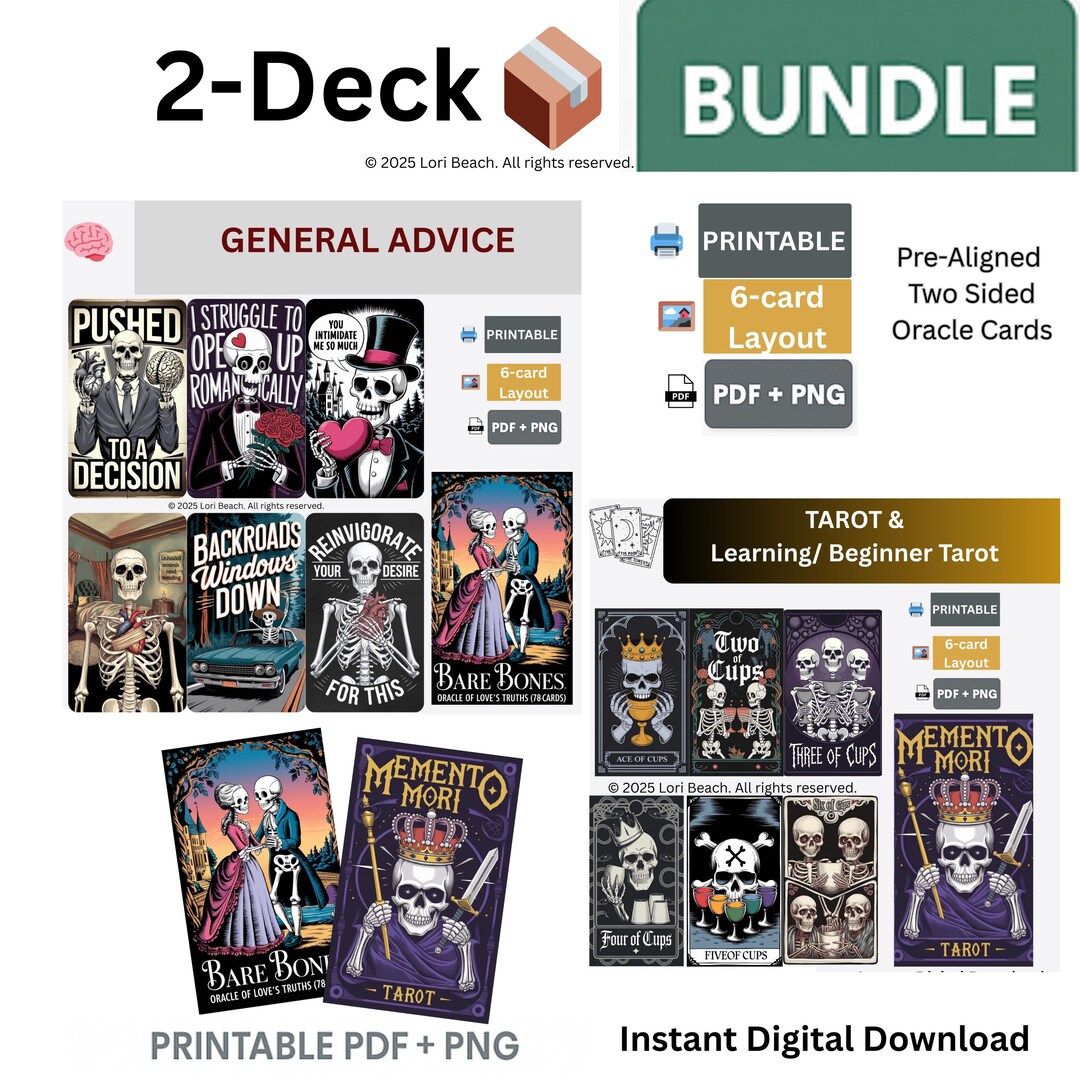 Skull Tarot & Oracle Deck Bundle: Memento Mori, Bare Bones (digital ...