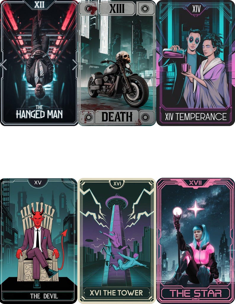 Cyberpunk Tarot Deck: 78-card Printable Tarot (digital Download) - Etsy