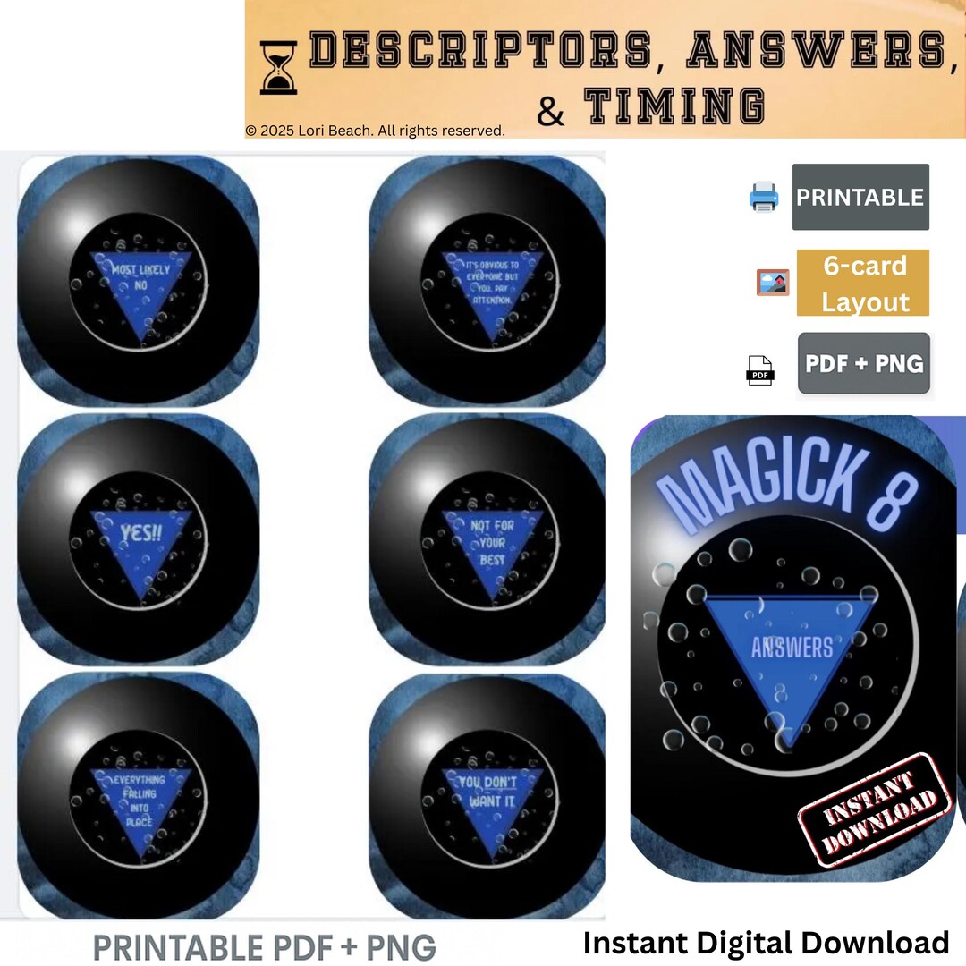 Magick 8 Ball Oracle Deck: 78 Card Printable Tarot (digital Download ...