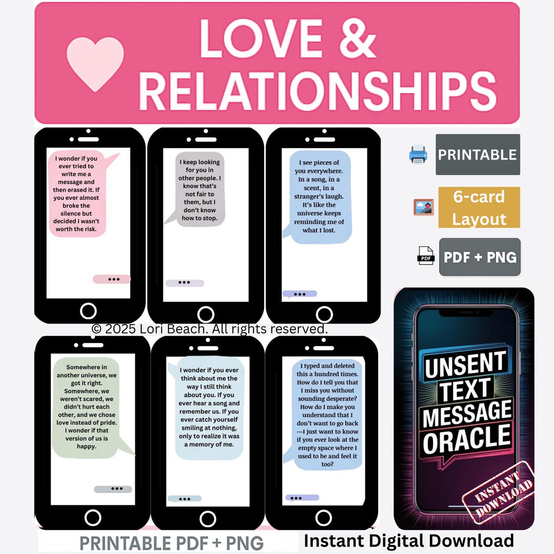 Unsent Text Message Oracle Deck: Love & Romance (digital Download) - Etsy