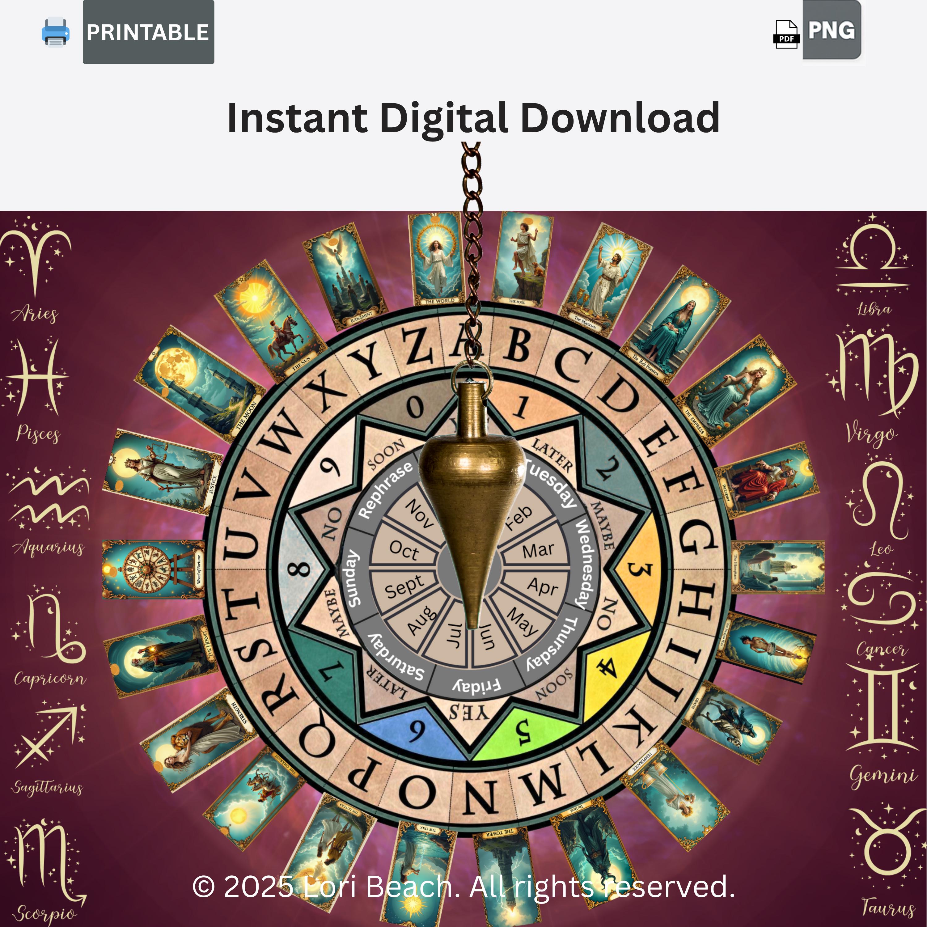 Printable Pendulum Board -instant Digital Download| Divination Tool ...