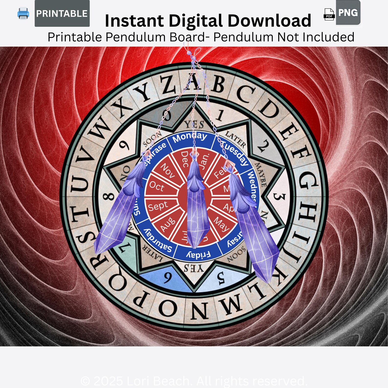 Printable Pendulum Board -instant Digital Download| Divination Tool ...