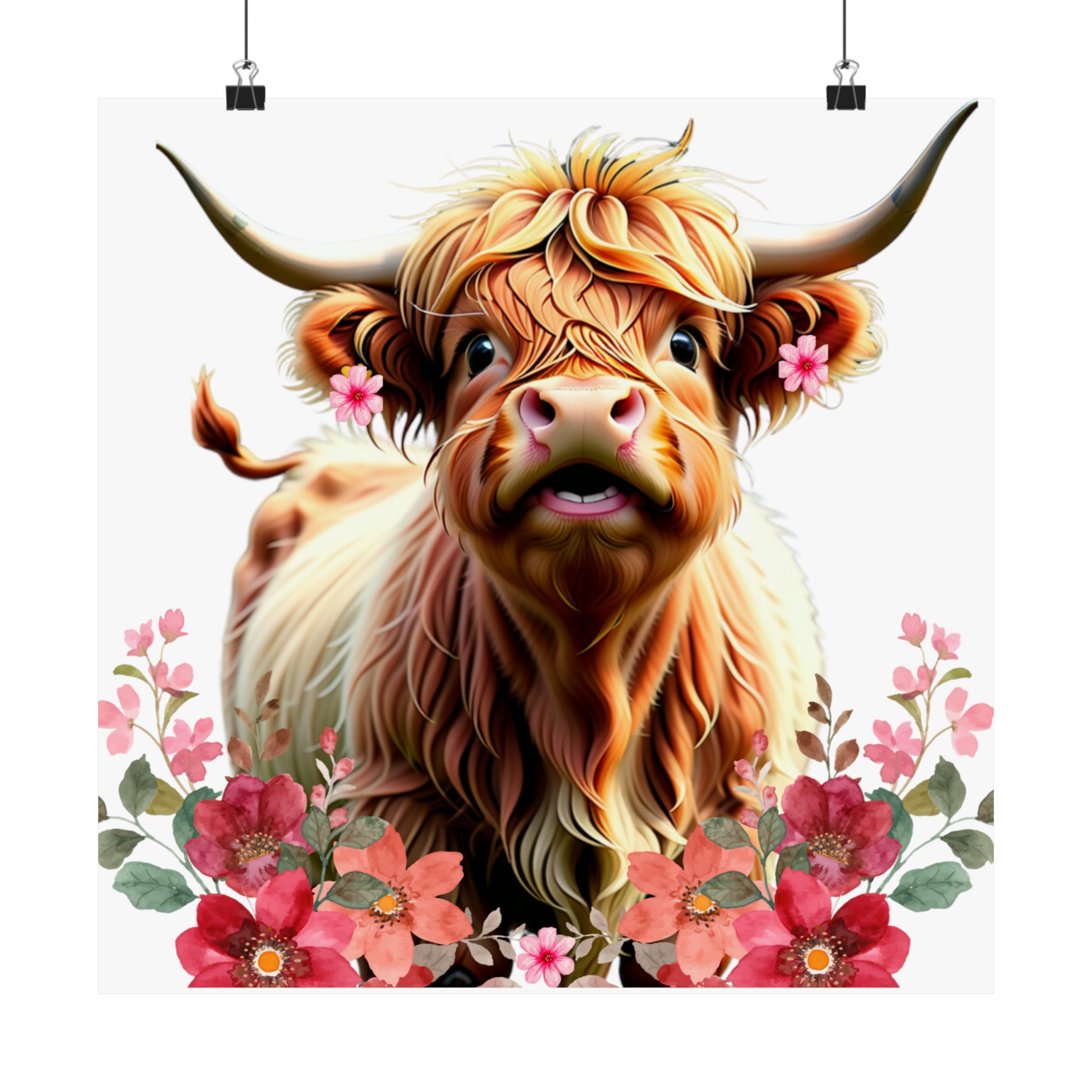 Blossom Texas Longhorn Steer Matte Vertical Posters. Wall Decor ...