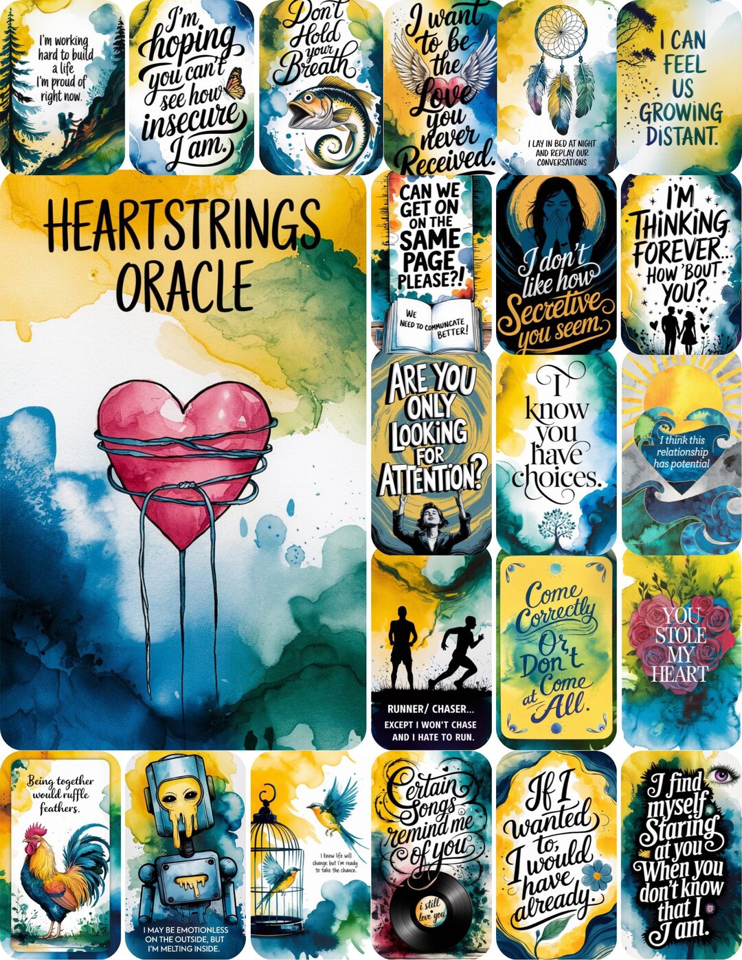 Oracle Cards Digital Deck Printable Digital 60-card Deck. Instant Digital Download Print at Home ...