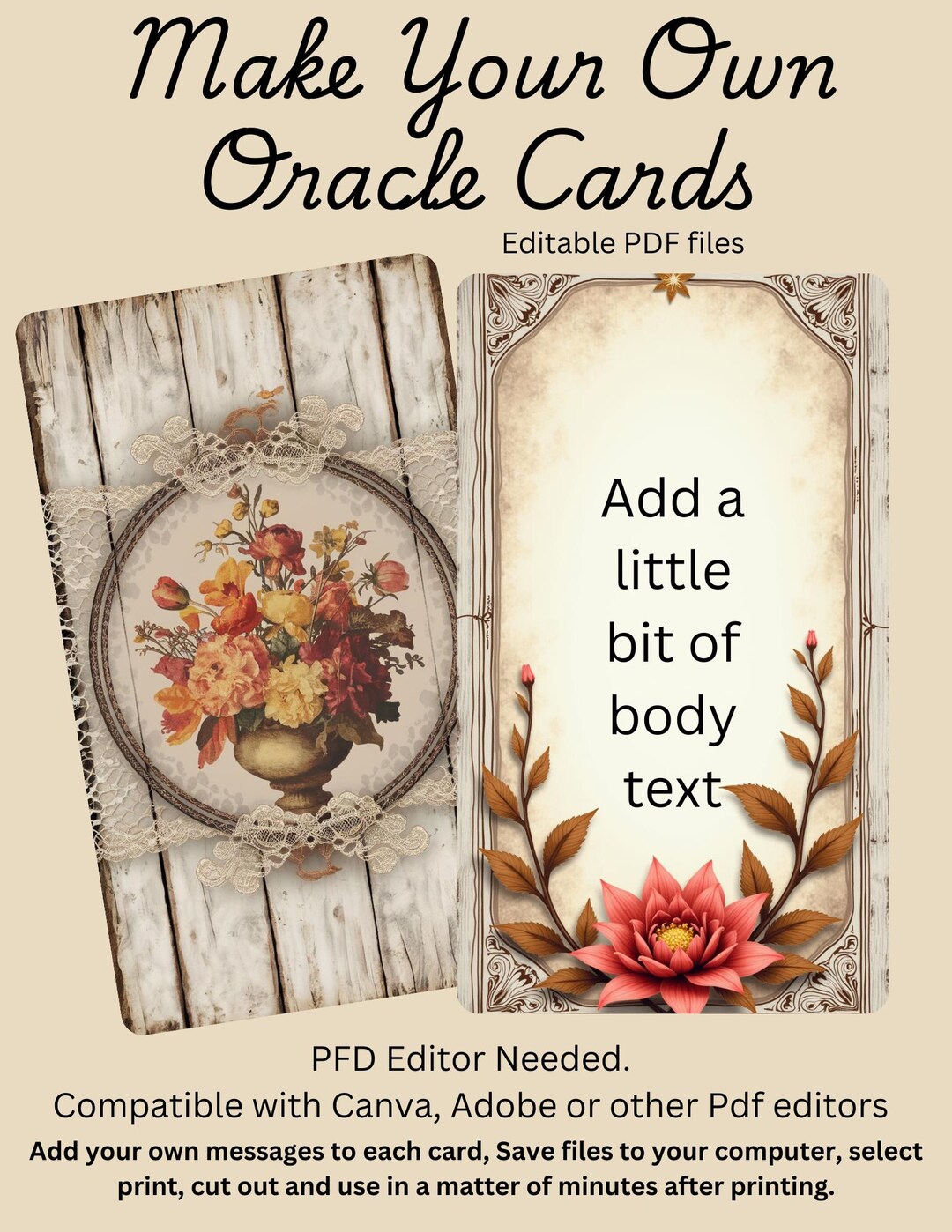 Make Your Own Oracle Card Deck: Editable Text, Printable (digital ...